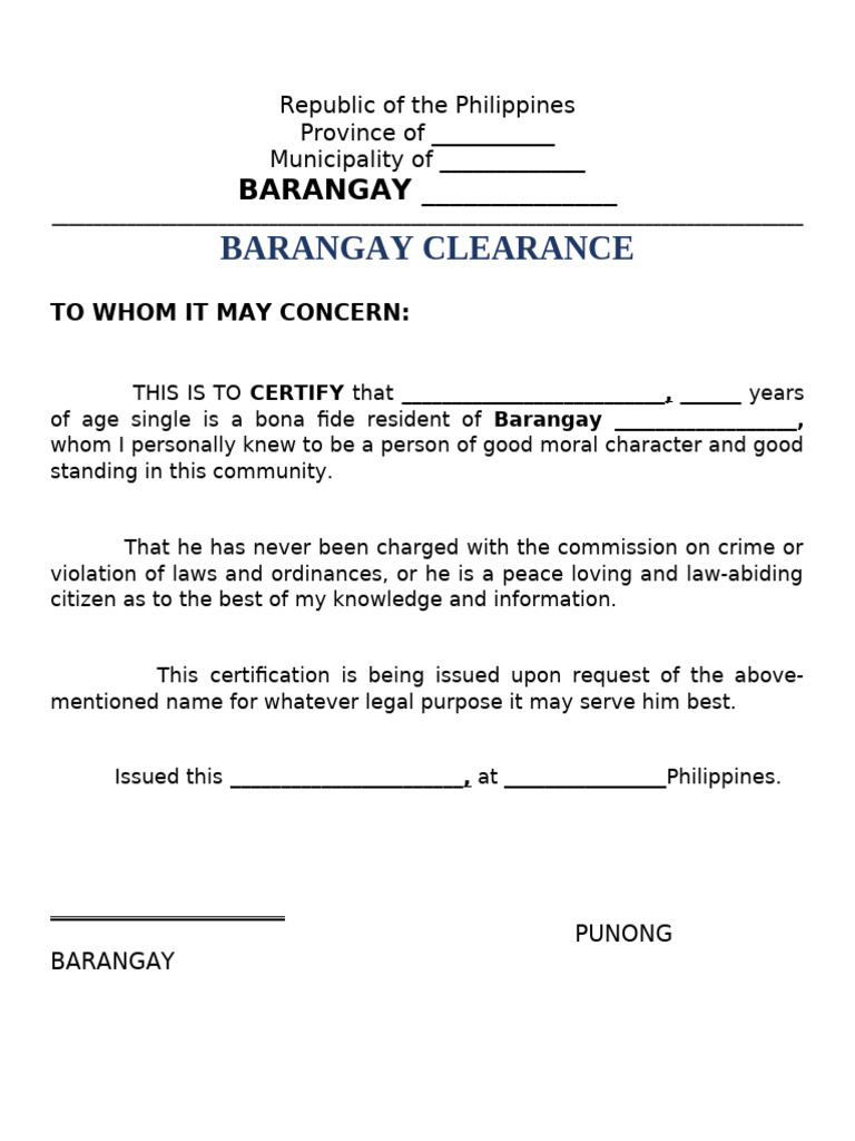 Brgy. Clearance Form | PDF | Law