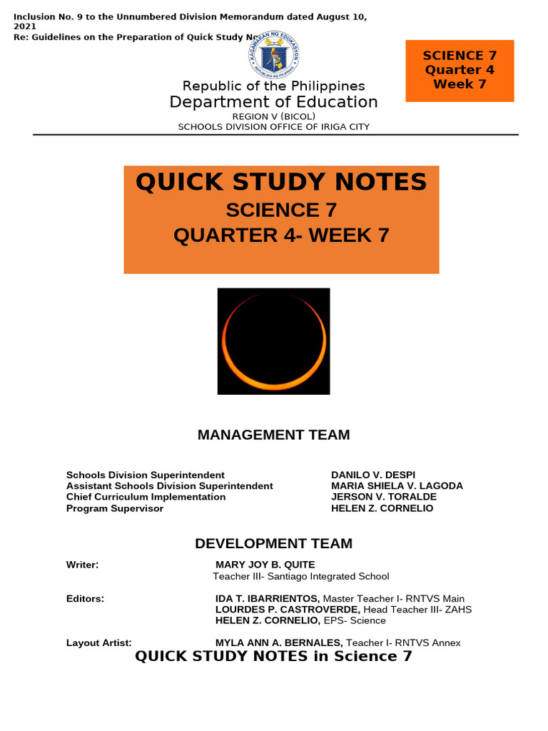 QSN Science 7 q4 Week 7 1 | PDF