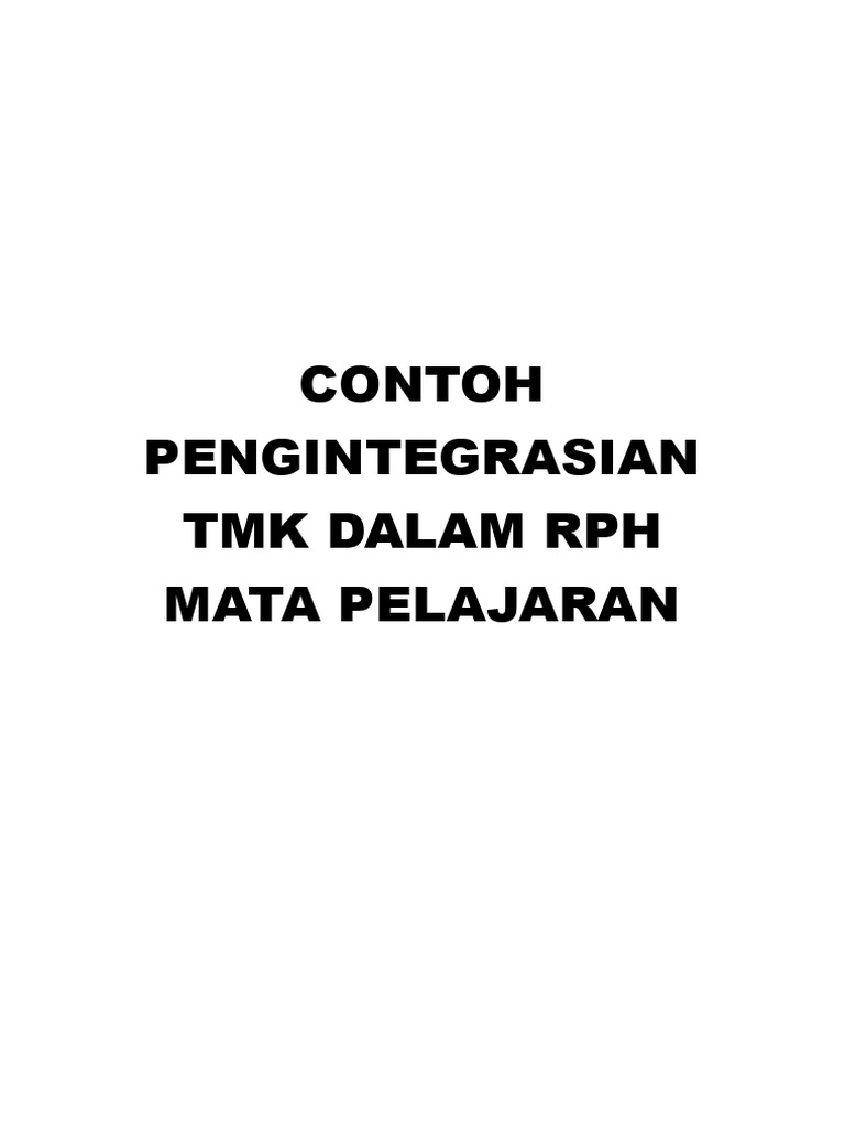 Contoh Pengintegrasian TMK Dalam RPH Mata Pelajaran | PDF