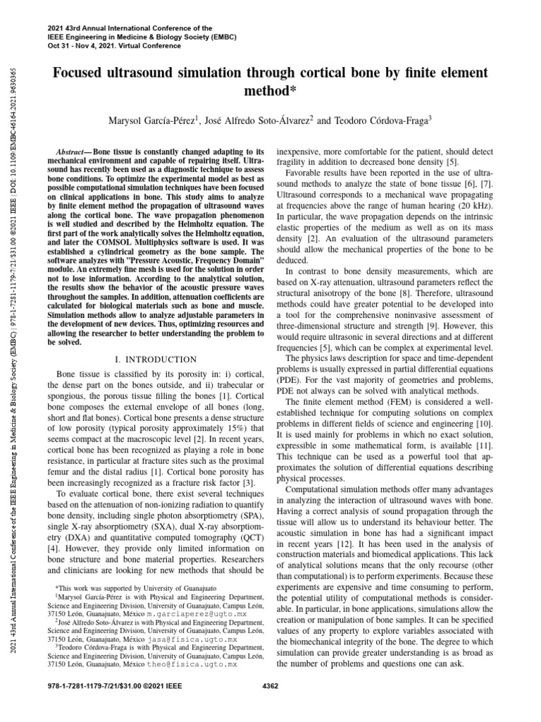 Focused Ultrasound Simulation Through Cortical Bone By Finite Element Method Pdf