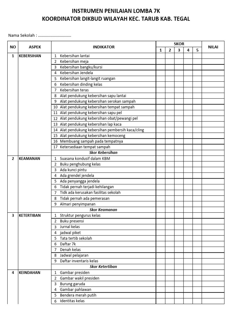 INSTRUMEN LOMBA K7 | PDF