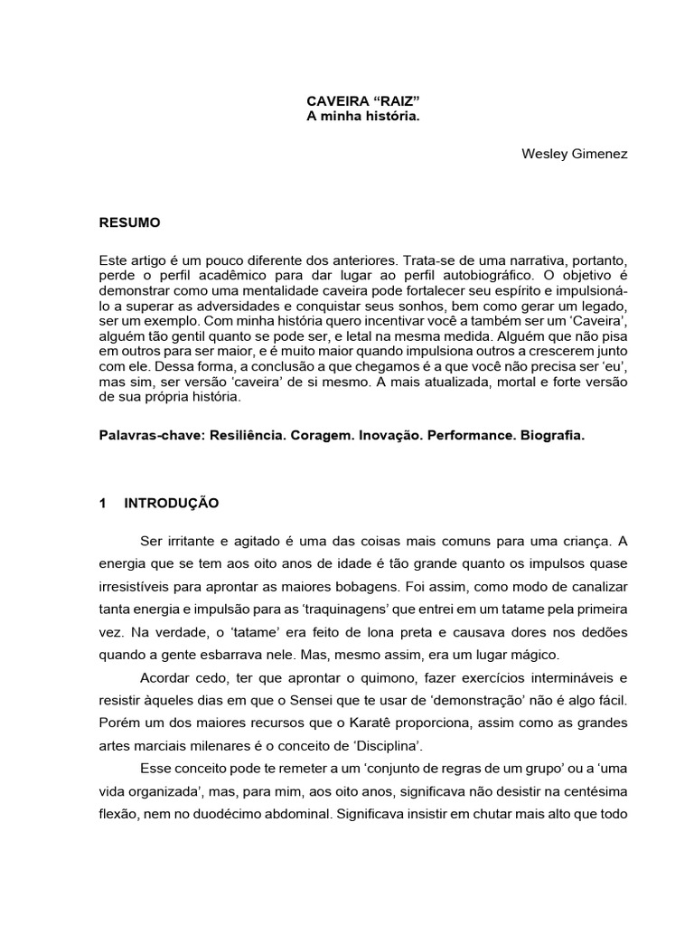 Artigo 02 - 01 - Caveira Raiz - A Minha História | PDF