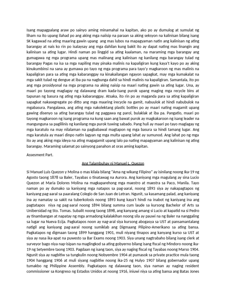 Ang Talambuhay Ni Manuel L. Quezon | PDF