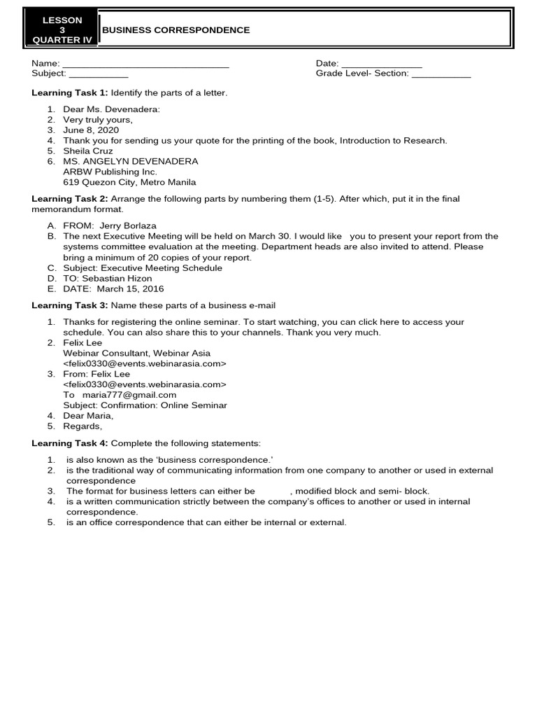 Activity Sheet 3 Q4 RWS | PDF