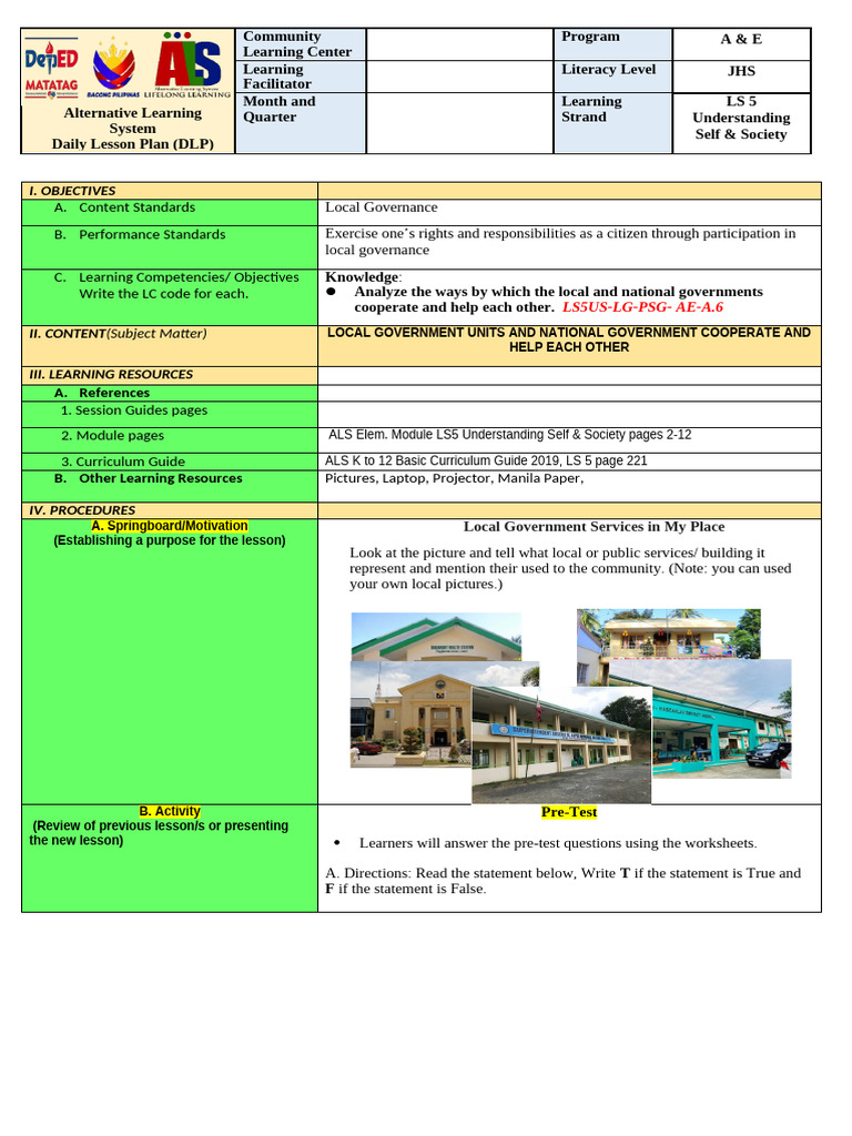 4 LS5 LGU National Government DLP | PDF