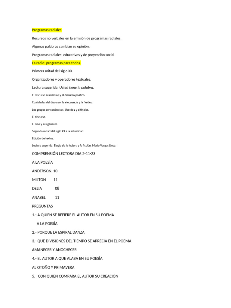 Comprensión Lectora Dia 2-11-23 5to Grado Secundaria - A La Poesía | PDF