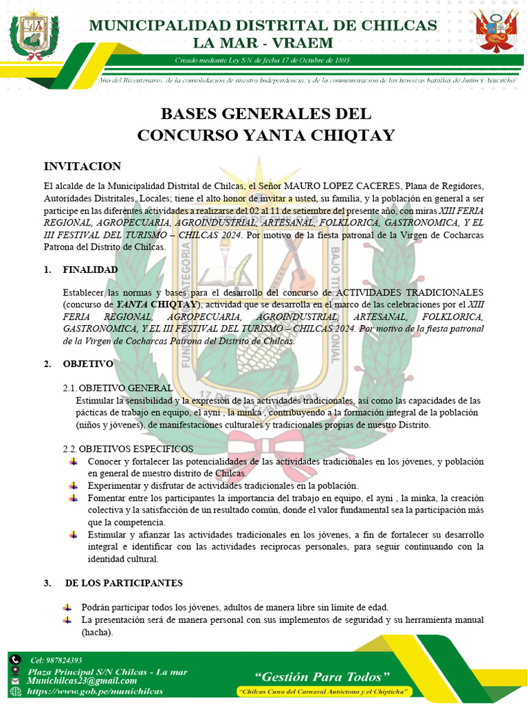 BASES DEL CONCURSO YANTA CHIQTAY-2024 | PDF