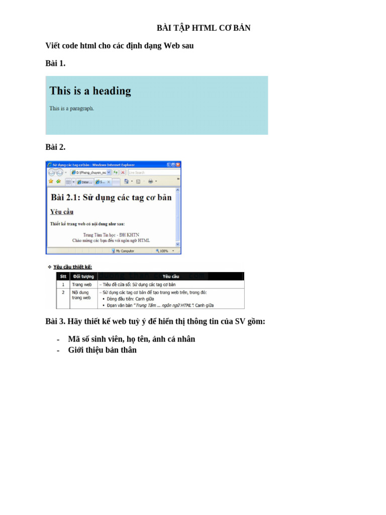 Bai Tap HTML Cơ Ban | PDF