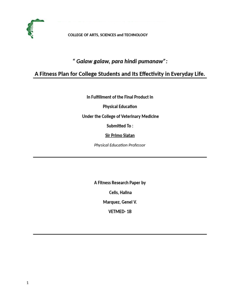 Pe Fitness Program Pdf