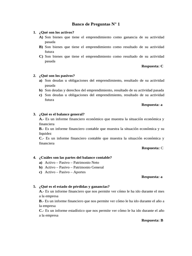Banco de Preguntas #1 | PDF