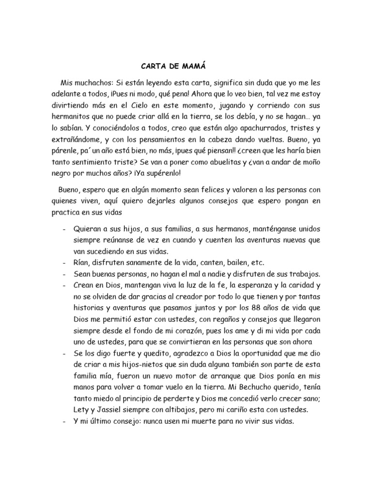 Carta De Mamá Pdf