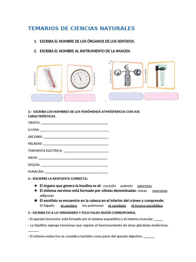 Temarios de Ciencias Naturales 2 | PDF