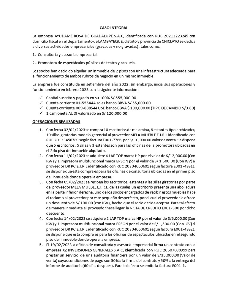 CASO PRACTICO Registro de Compras | PDF