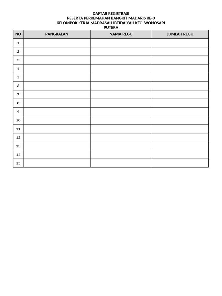 Daftar Registrasi | PDF