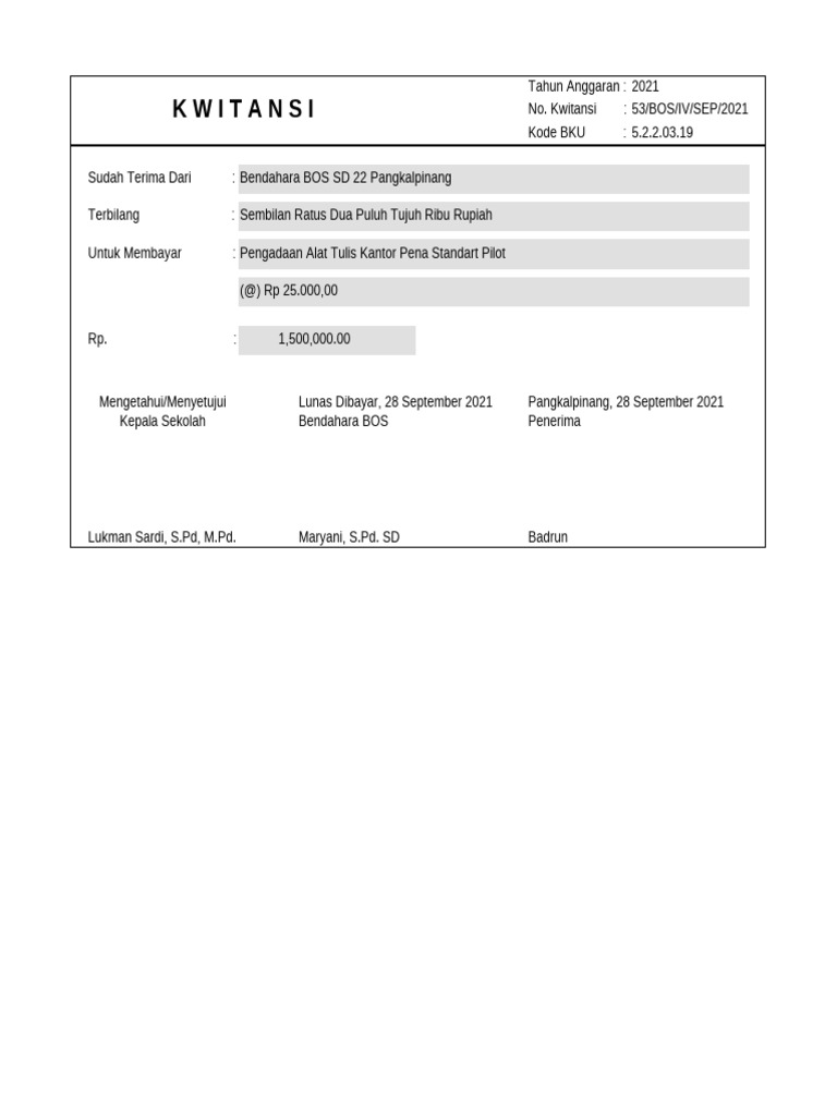 Contoh Kwitansi | PDF