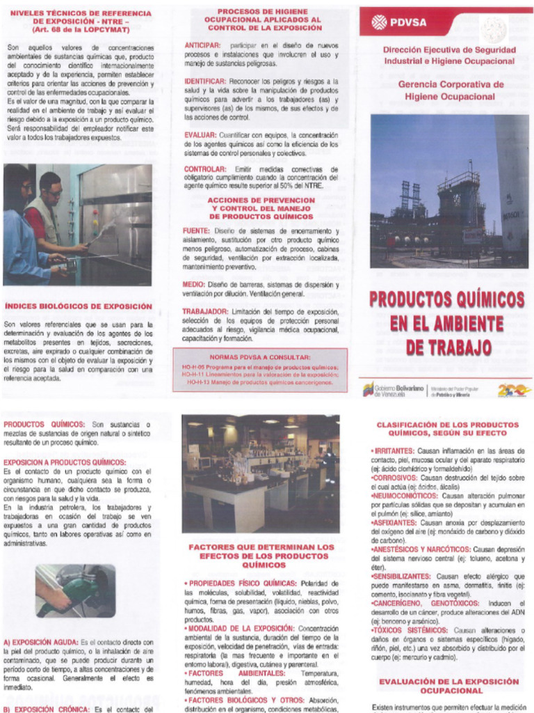 Triptico Productos Quimicos en El Ambiente de Trabajo | PDF