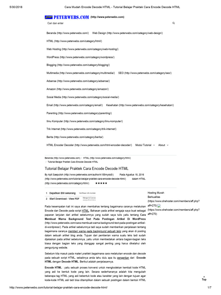 Cara Mudah Encode Decode HTML - Tutorial Belajar Praktek Cara Encode ...