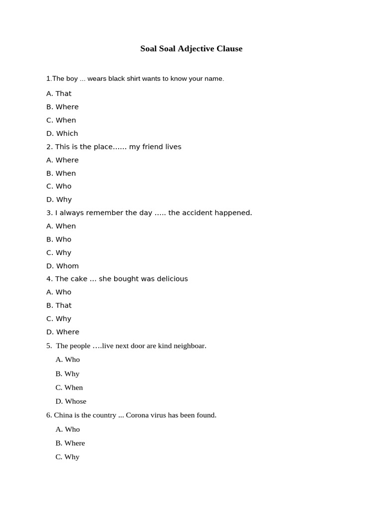 Fix Soal Adjective Clause | PDF