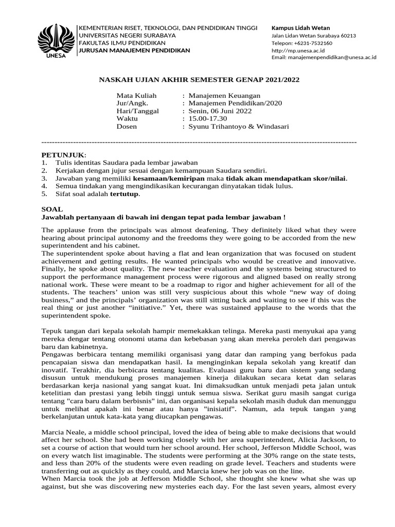 Manajemen PTK UAS | PDF