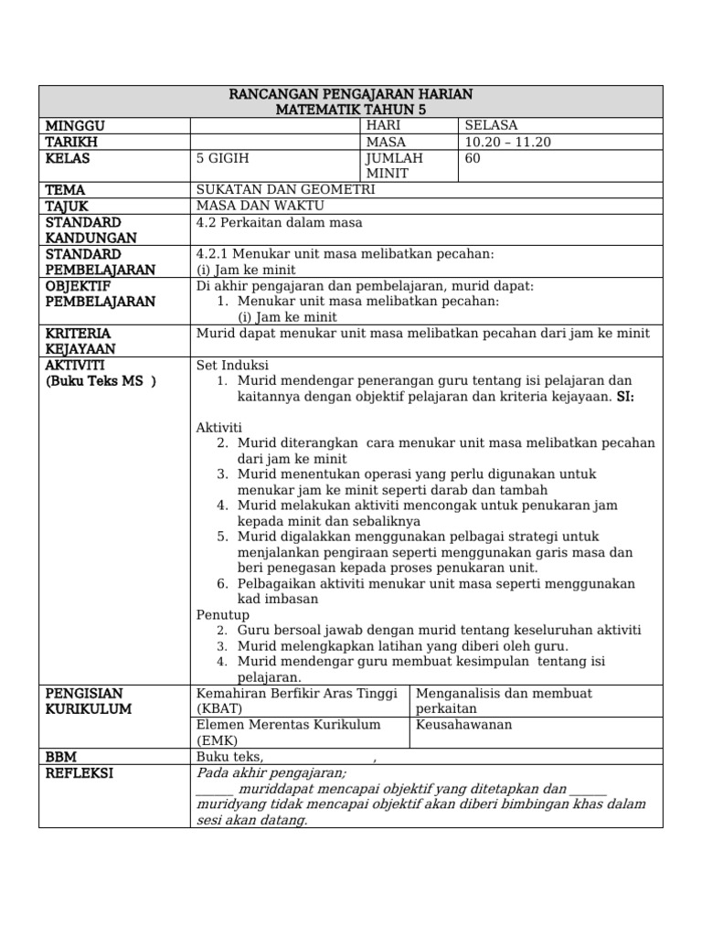 RPH KMR Matematik | PDF