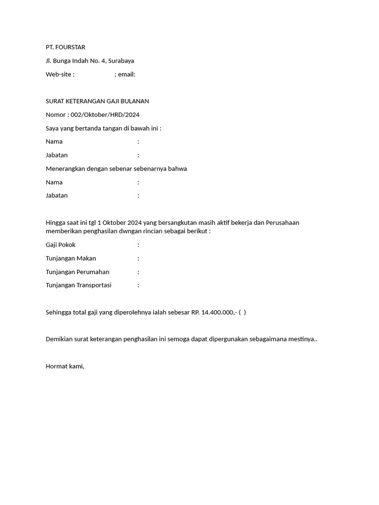 GAJI BULANAN SYIF | PDF