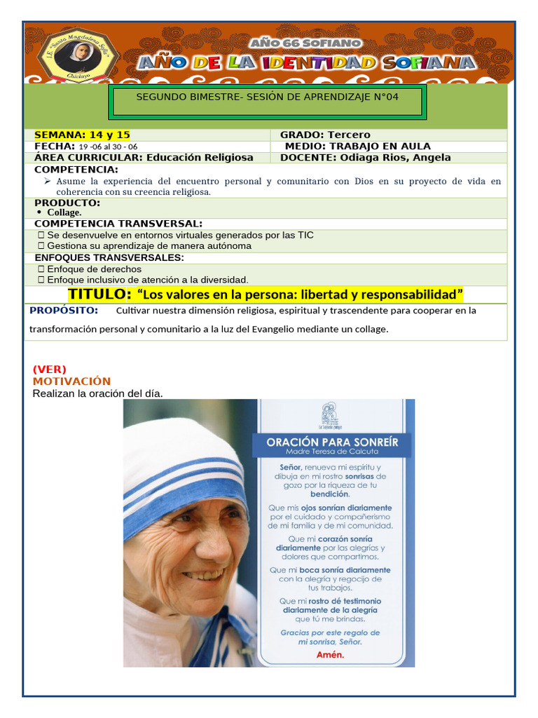 SEMANA 14 y 15 - VALORES LIBERTAD Y RESPONSABILIDAD - TER - CER GRADO | PDF