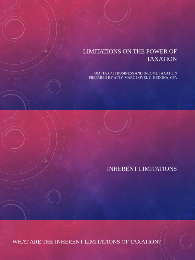 Tax43 003 Limitations On The Power of Taxation | PDF