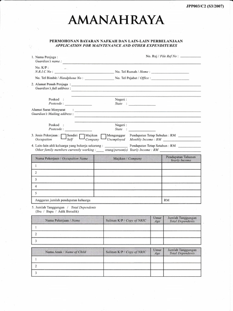 Borang Amanah Raya - 1 | PDF