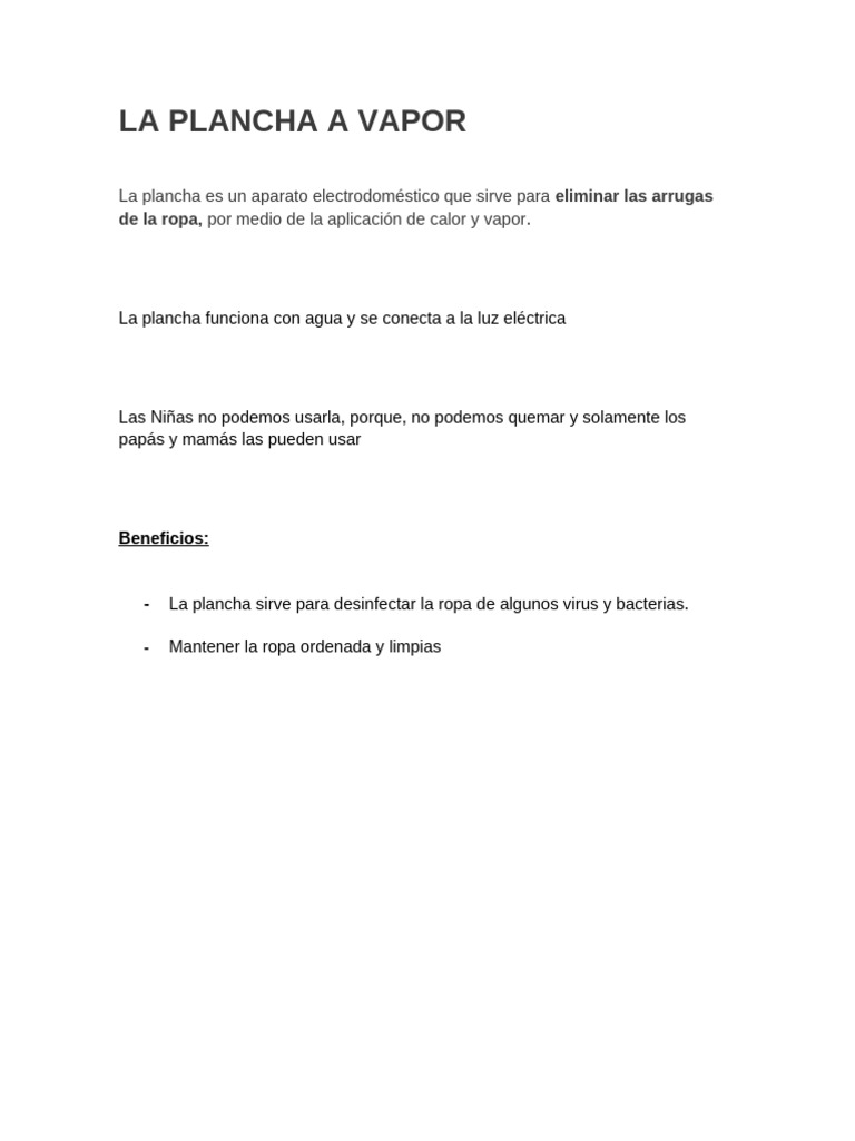 La Plancha A Vapor | PDF