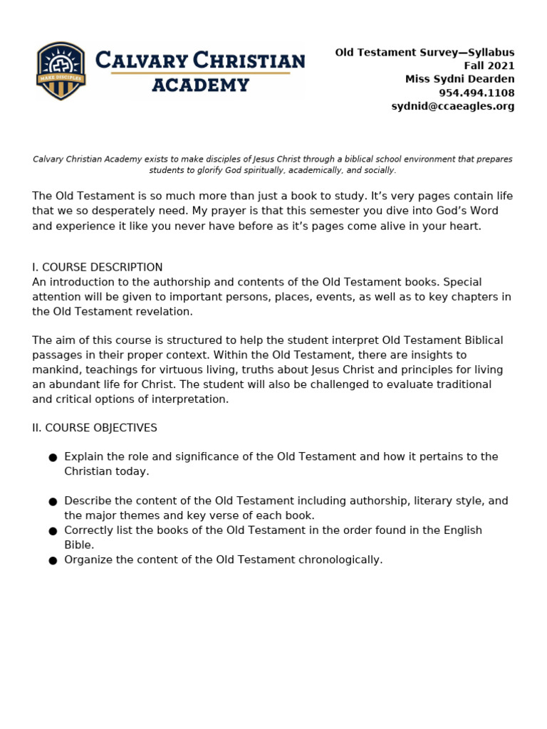 Old-Testament-Survey-Syllabus | PDF