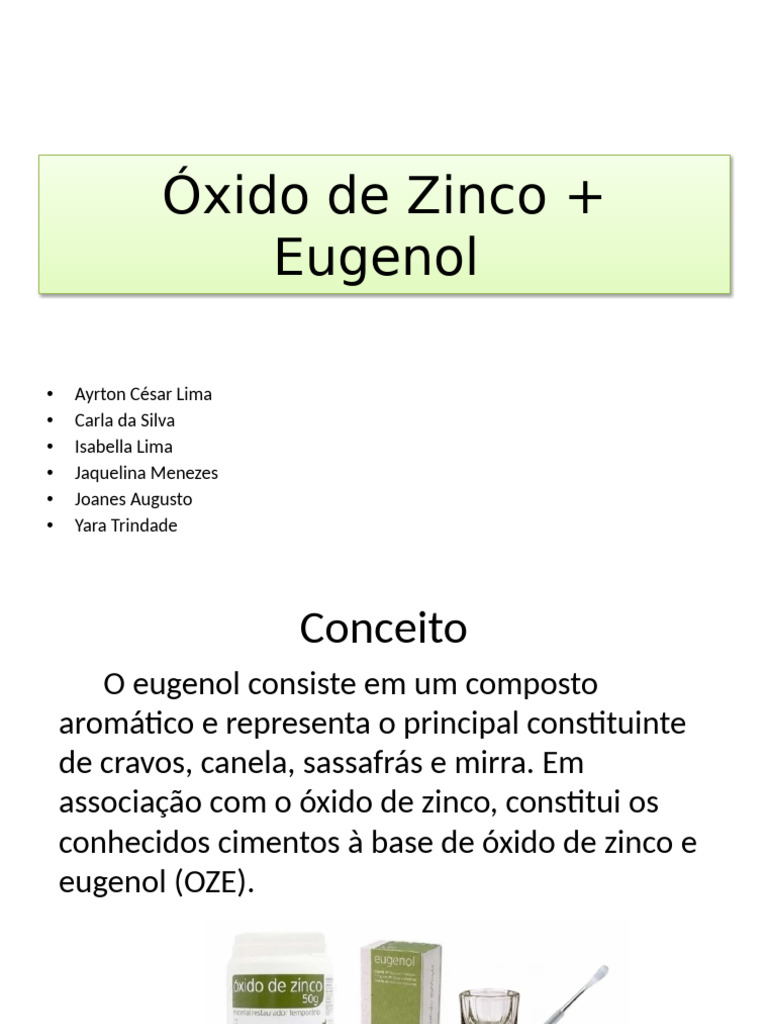 Óxido de Zinco-Eugenol | PDF