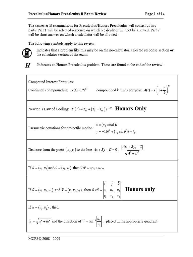 08-09PreCalc B Review | PDF