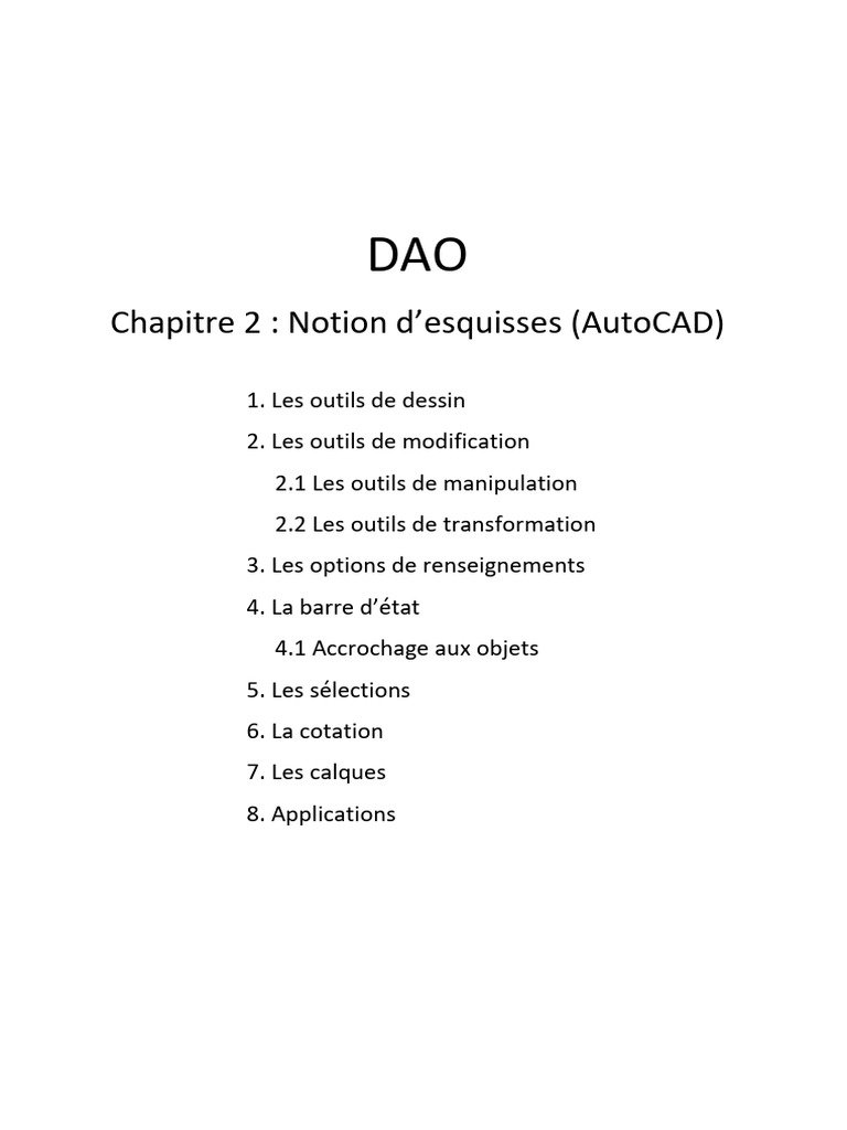 Chapitre 2 Notion D'esquisses (AutoCAD) | PDF