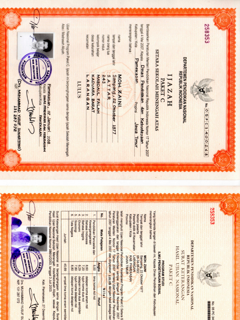 Scan Ijazah Paket C | PDF