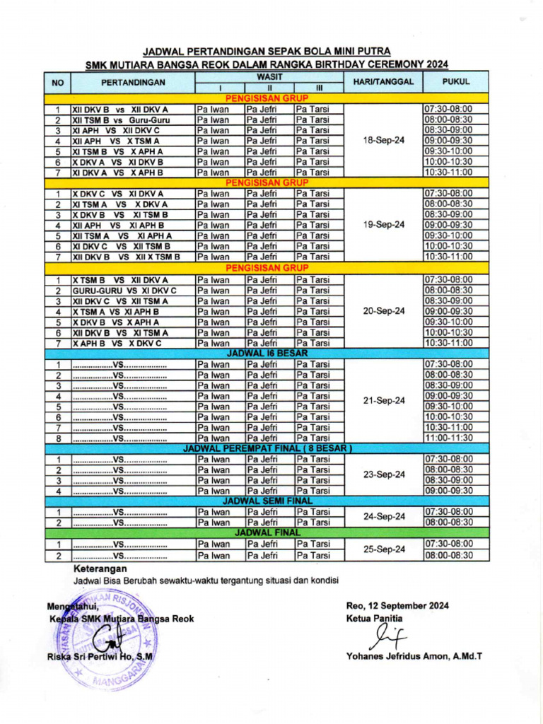 Jadwal Pertandingan | PDF