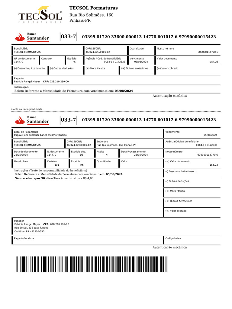 Boleto Santander | PDF