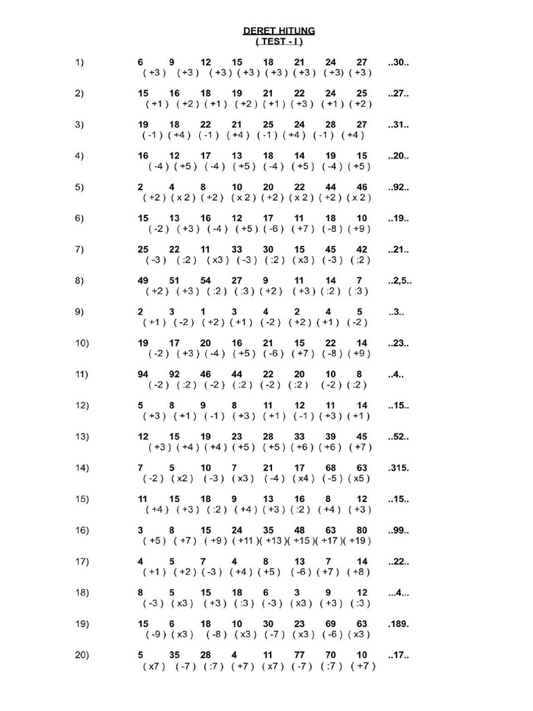 Tes Deret Angka | PDF