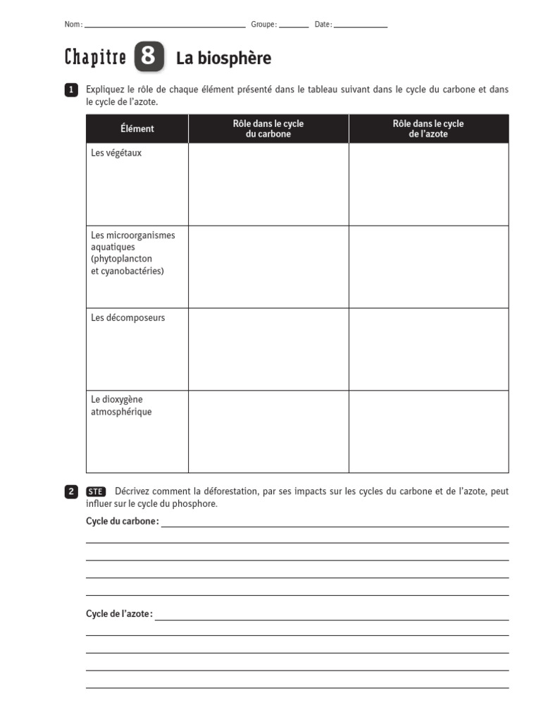 Quiz Formatif Ch8 La Biosphère | PDF