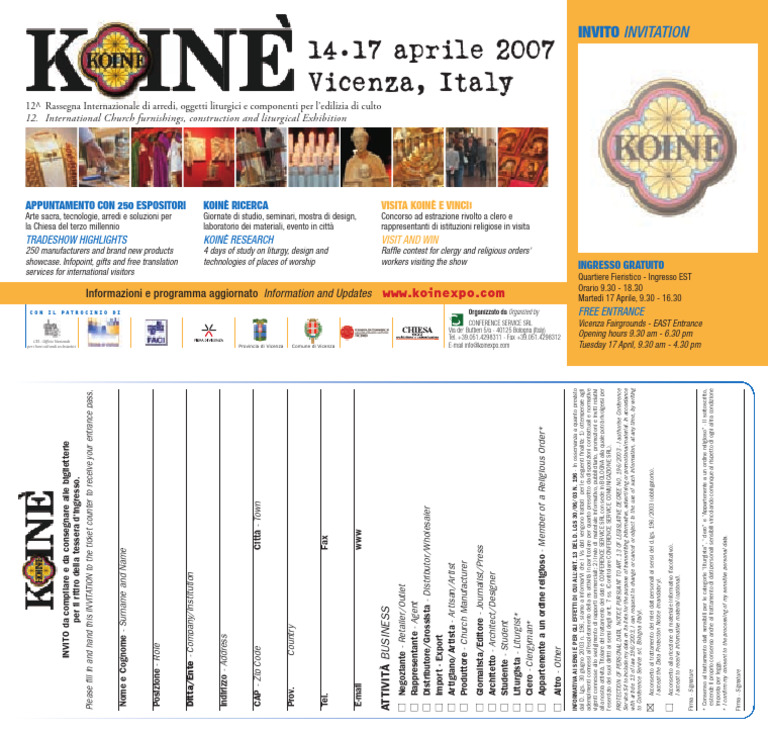 Koinè Free Entrance 2007 | PDF