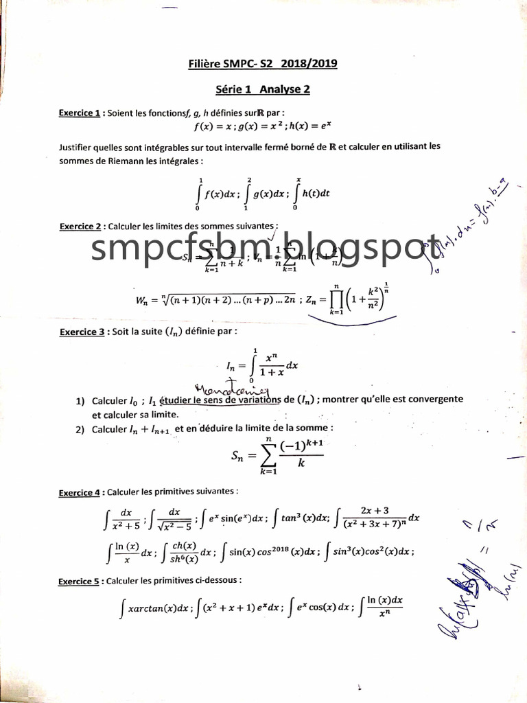 Serie 1 Analyse 2 | PDF
