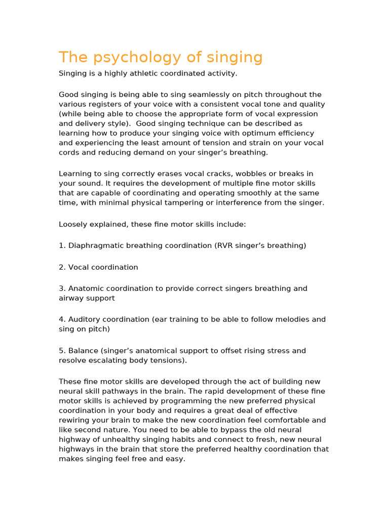 The Psychology of Singing | PDF