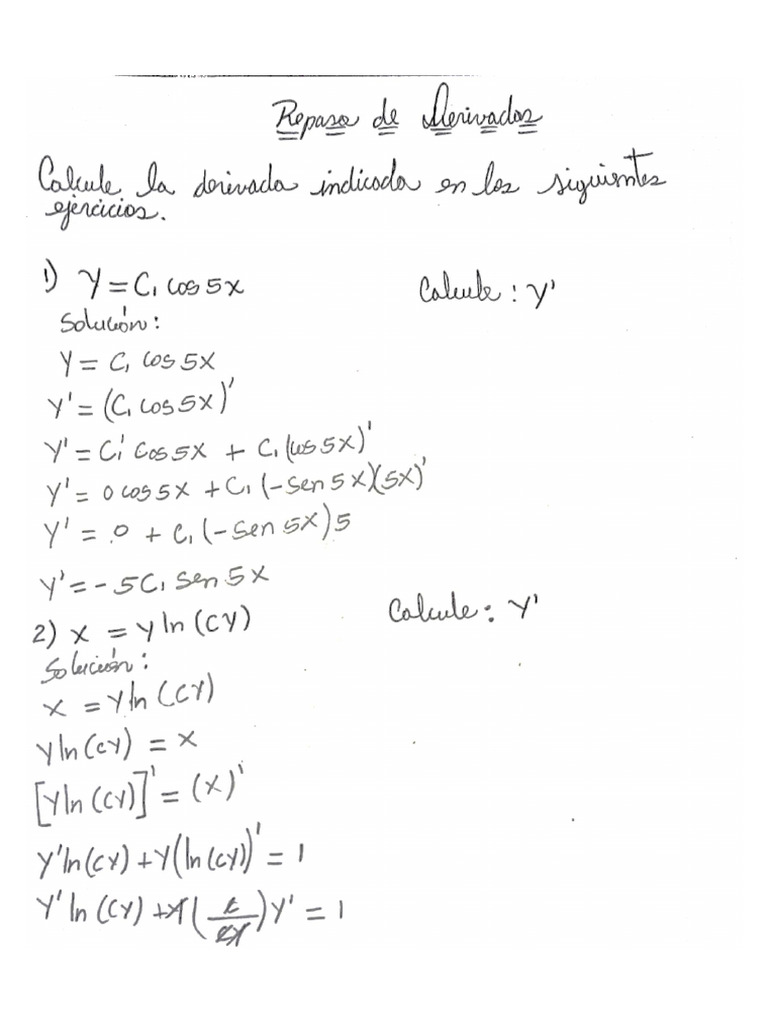 Práctica de Derivadas. | PDF