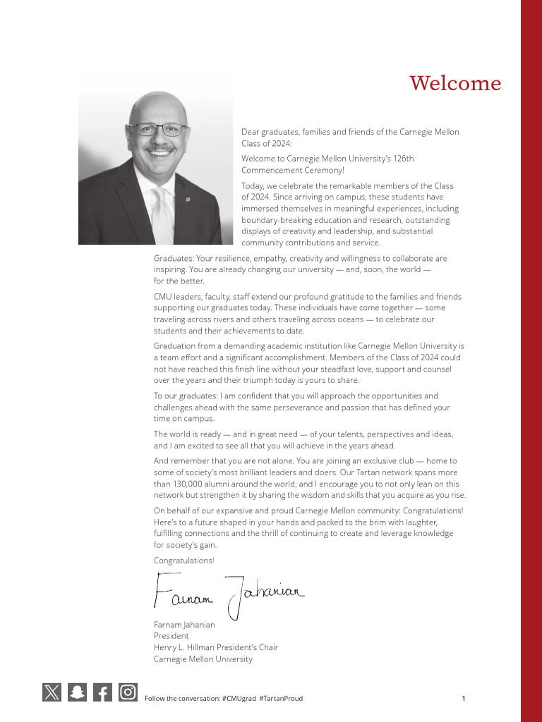 Cmu Commencement Program 2024 | PDF
