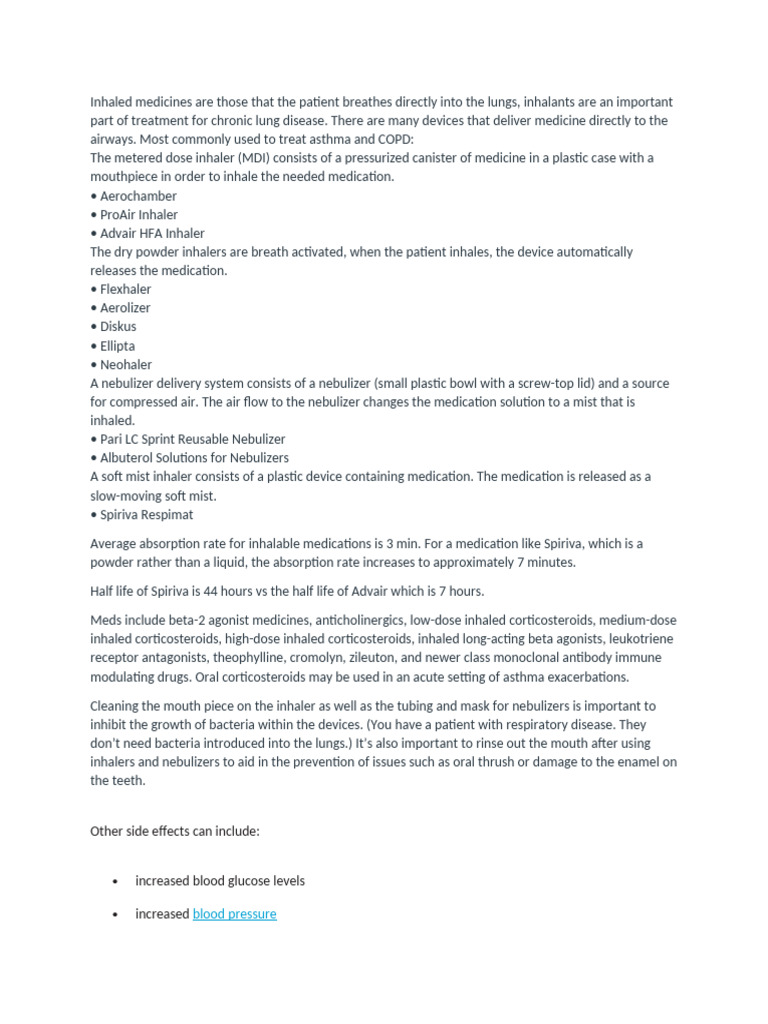 Student Presentation - INHALABLE MEDICATIONS | PDF