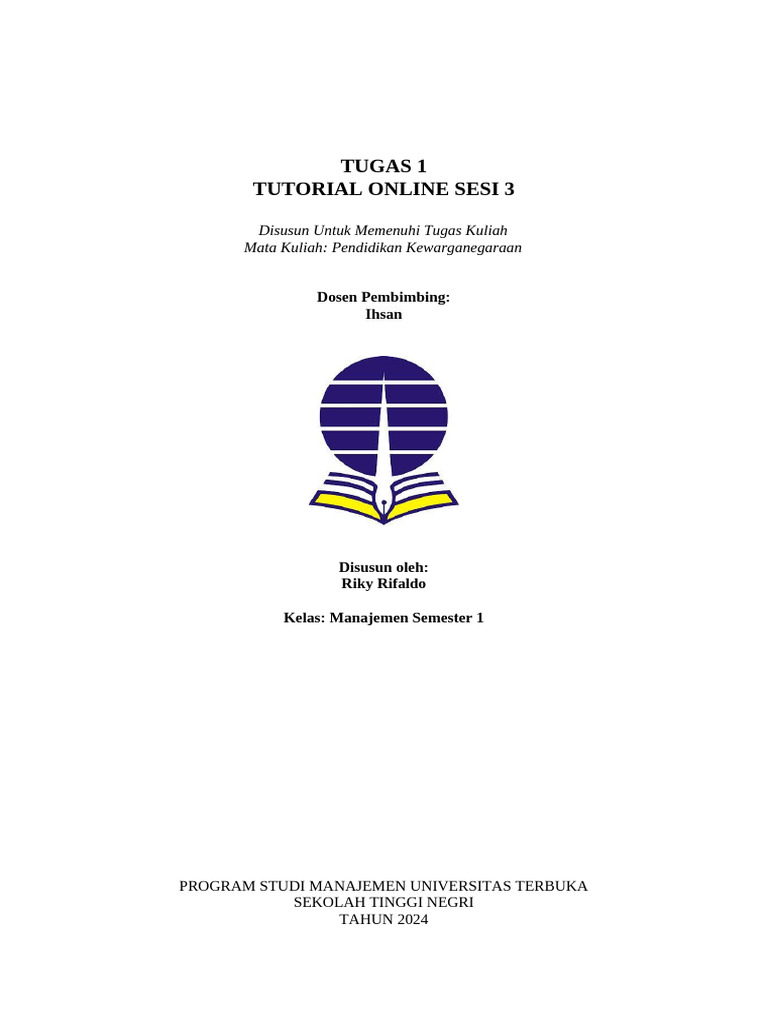 Tugas 1 Sesi 3 Pendidikan Kewarganegaraan | PDF | Karier & Perkembangan