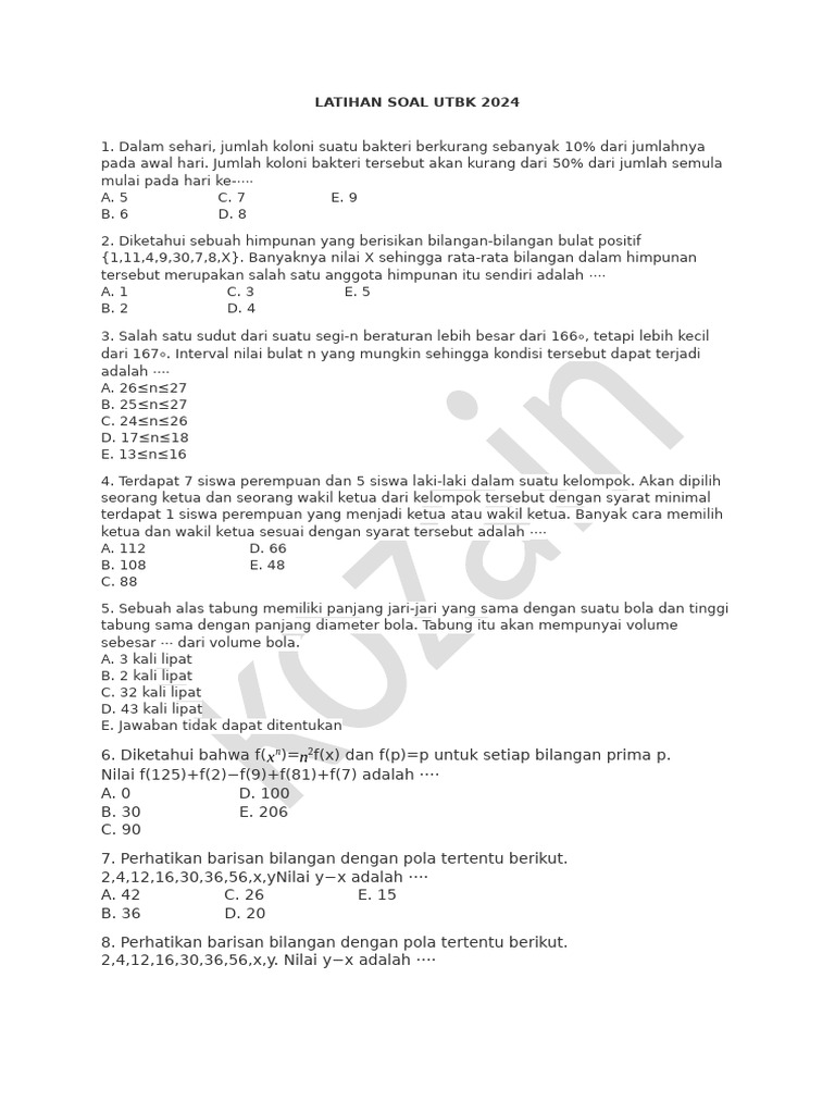 Latihan Soal Utbk 2024 | PDF