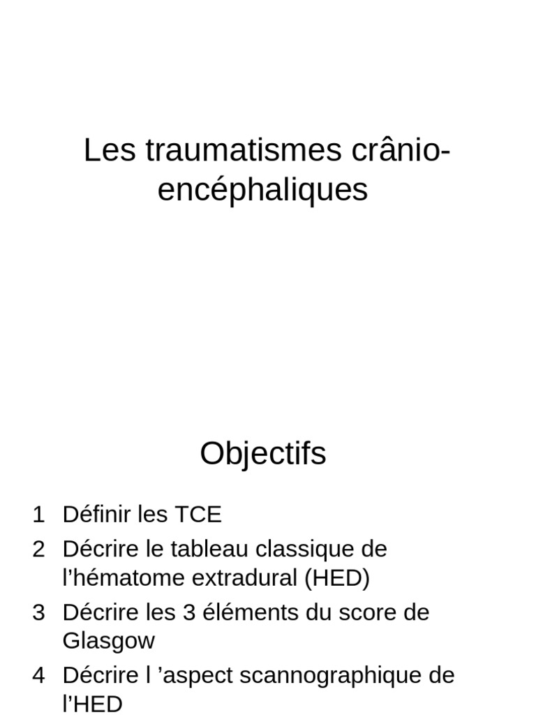 Traumatismes crânio-encéphalique : TCE et HED | PDF | Cerveau | Anatomie humaine