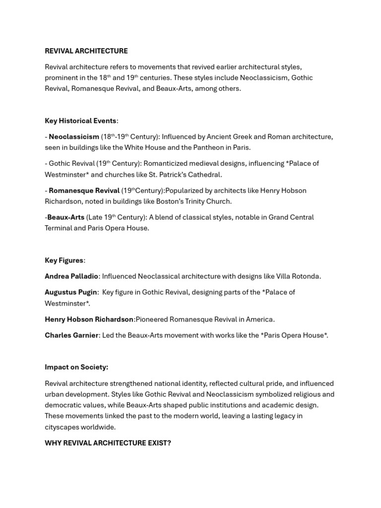 Revival Architecture Reviewer 1 | PDF