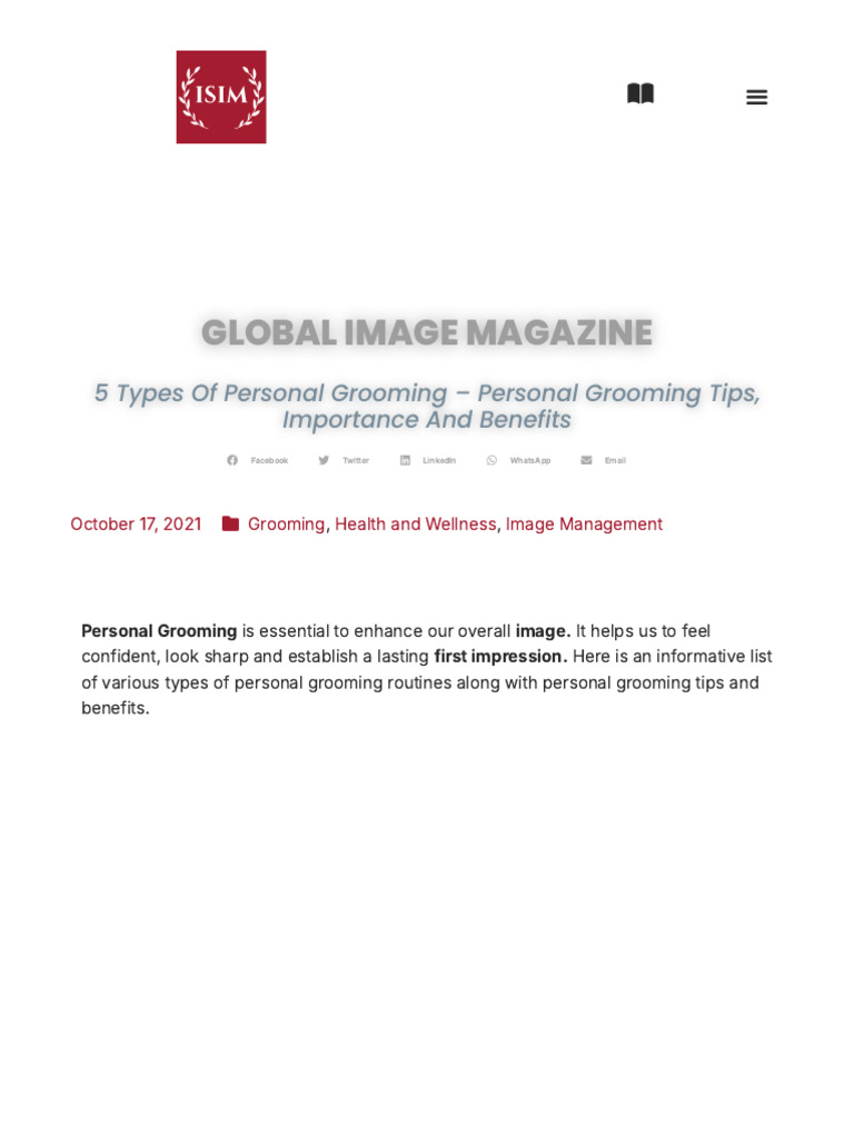 5 Types Of Personal Grooming | PDF