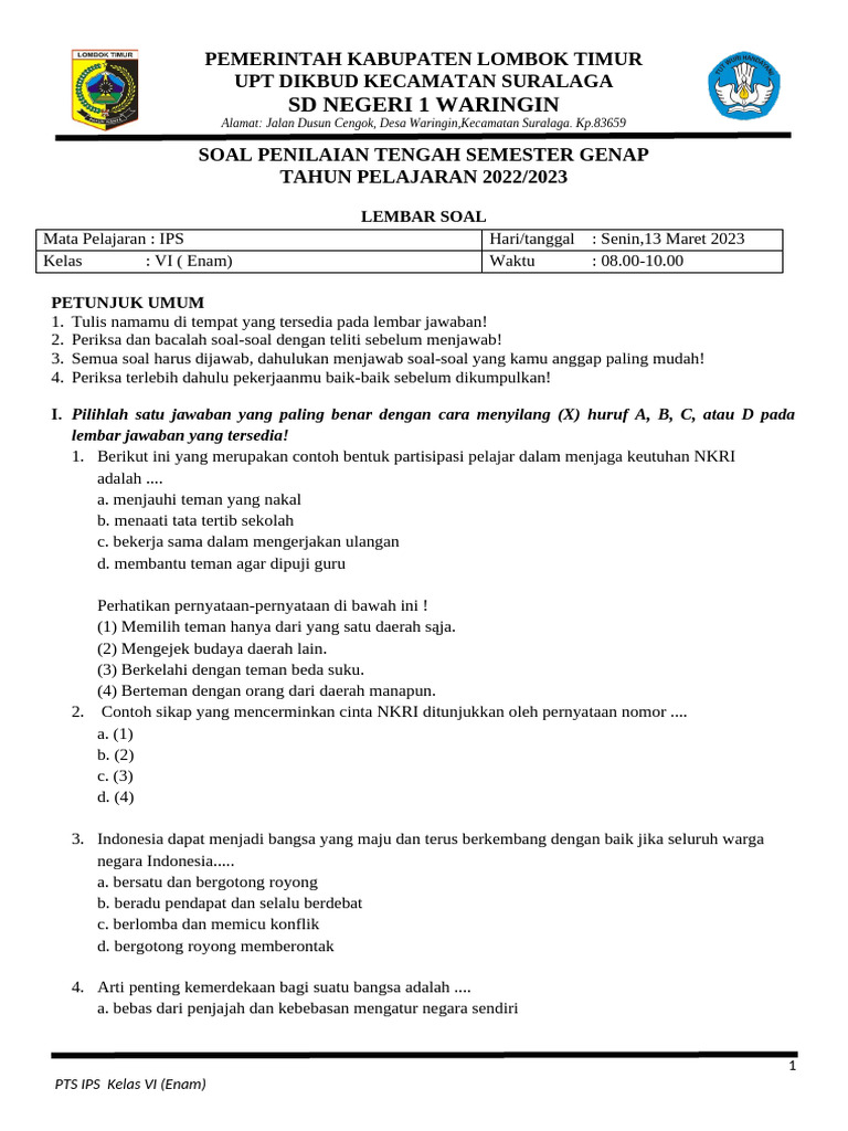 PTS Mapel Ips K-13 | PDF